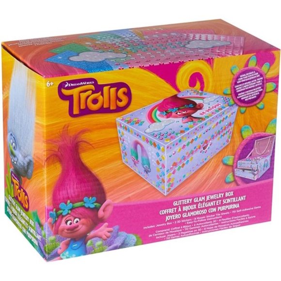 Dreamworks | Other | Rare Dreamworks Trolls Glittery Glam Jewelry Box ...